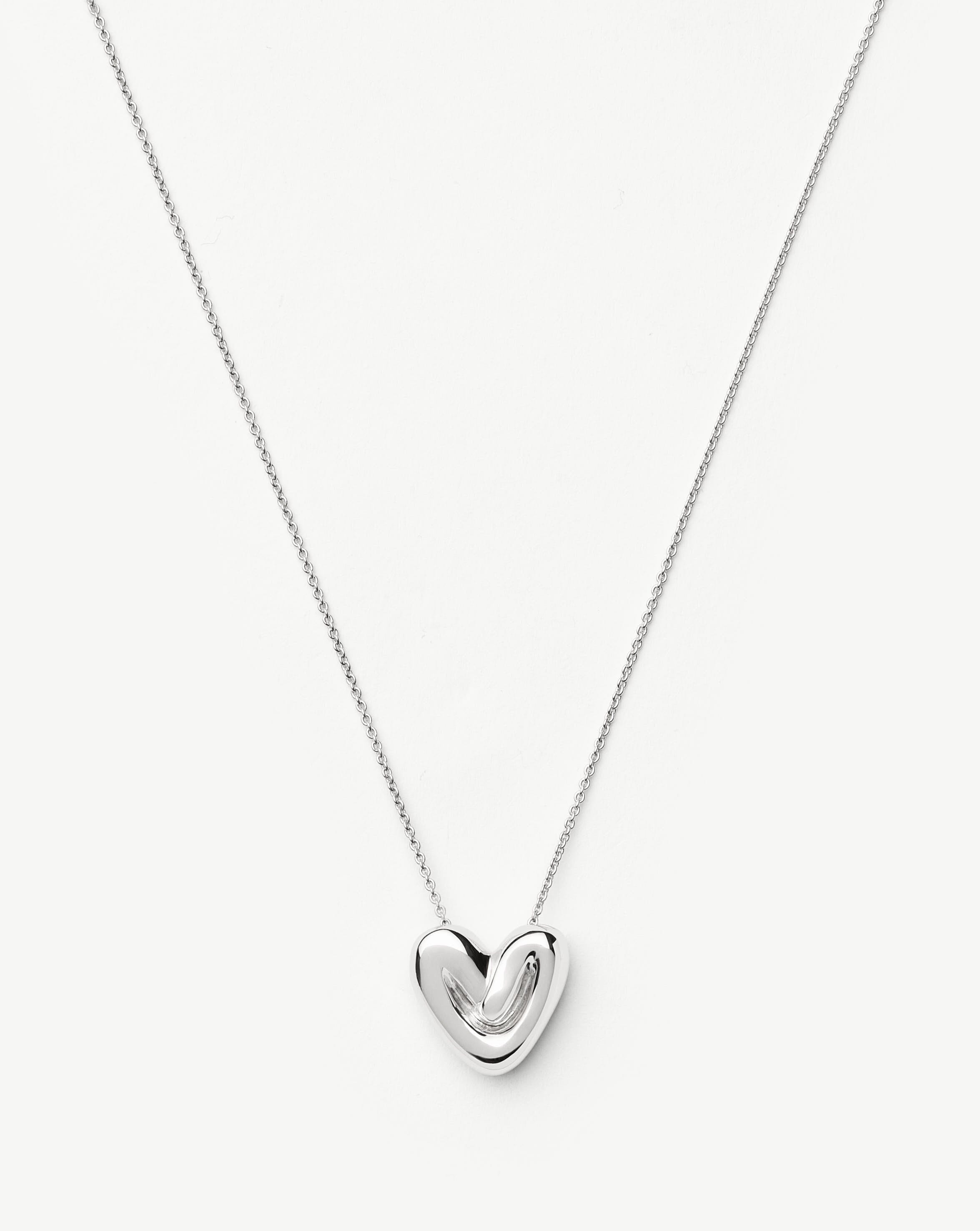 Sterling silver puffed heart necklace store