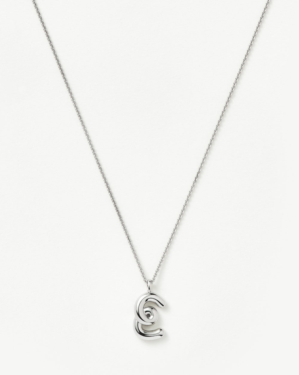Curly Molten Initial Pendant Necklace - Initial E | Sterling Silver ...