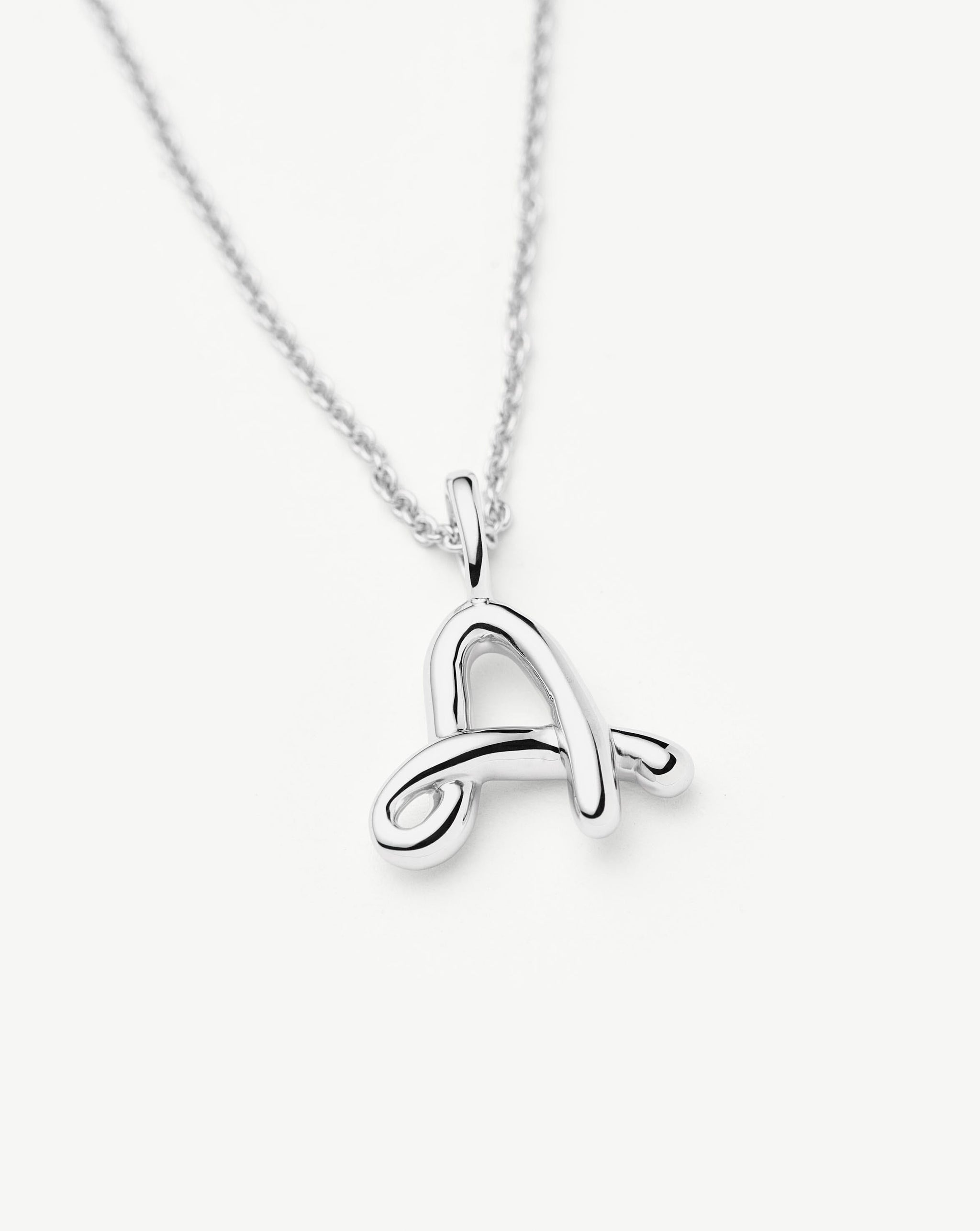 Curly Molten Mini Silver Initial Necklace - A | Missoma UK