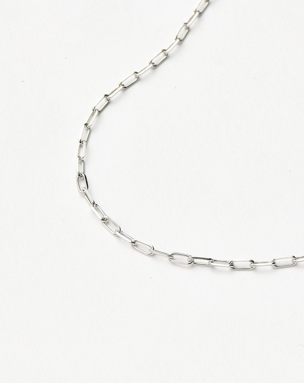 14ct Solid White Gold Classic Paperclip Chain Bracelet | Missoma