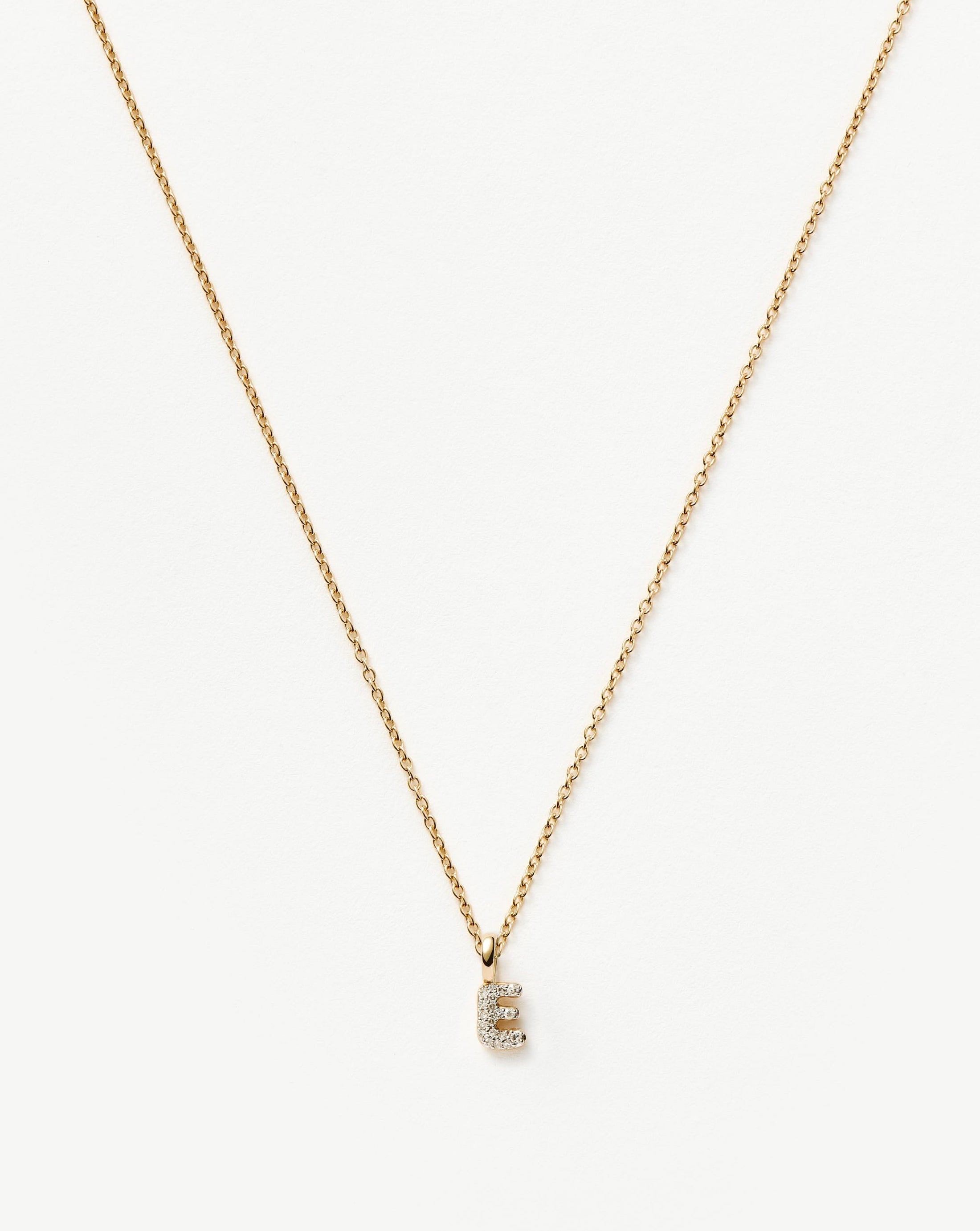 Fine Diamond Initial E Mini Gold Pendant Necklace | Missoma