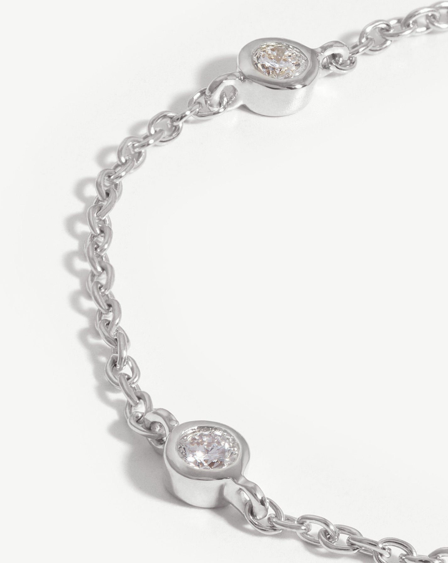 14ct Solid White Gold Floating Diamond Bracelet | Missoma