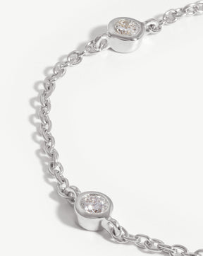 14ct Solid White Gold Floating Diamond Bracelet | Missoma