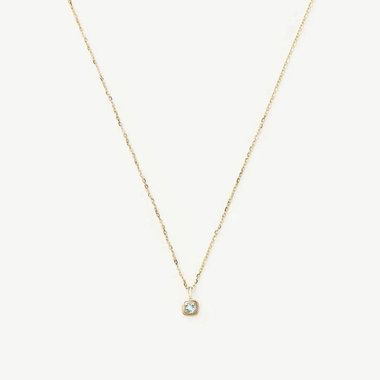 14ct Solid Gold March Birthstone Pendant Necklace | Missoma UK