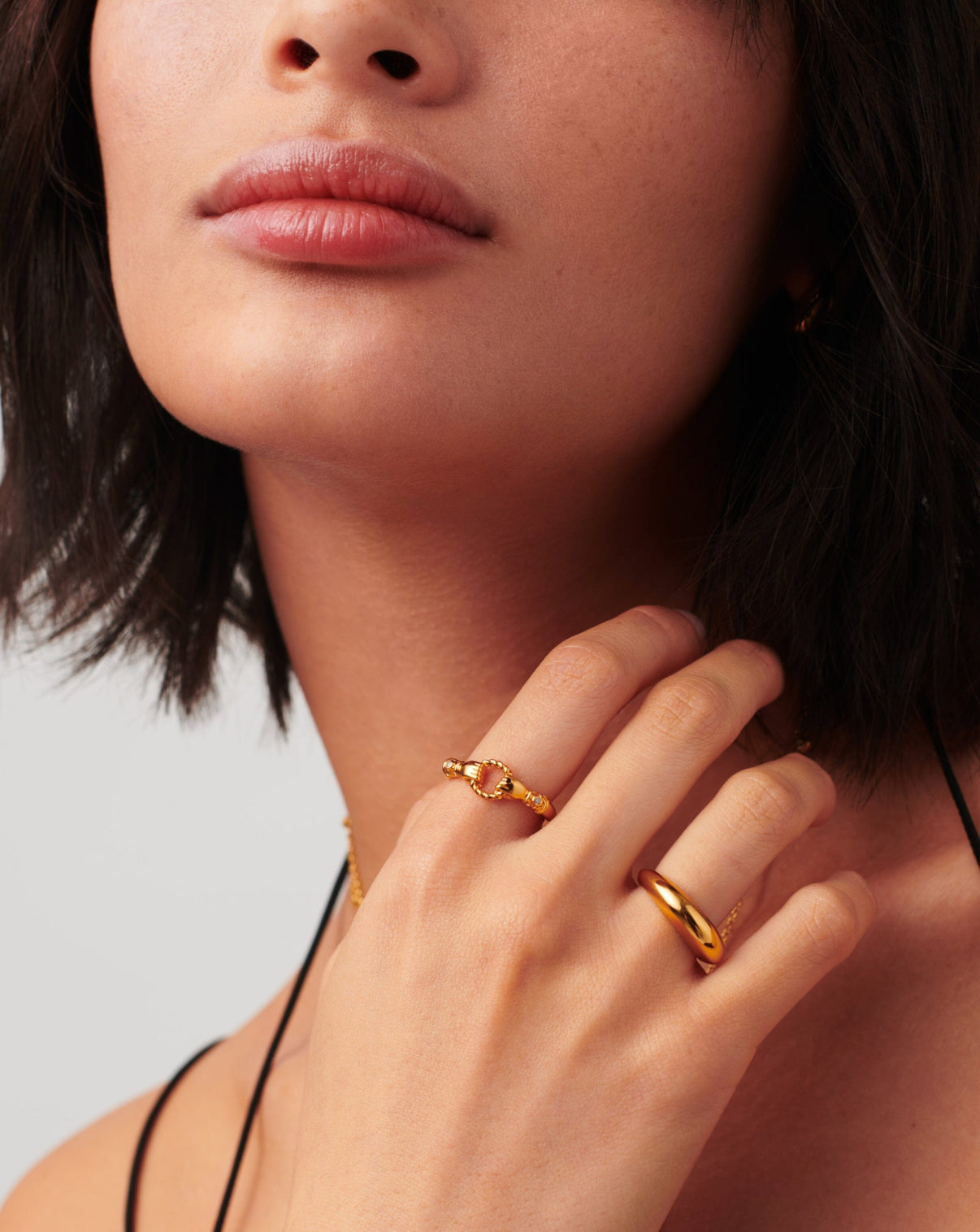 Harris Reed In Good Hands Stacking Ring | 18ct Gold Plated/Cubic ...