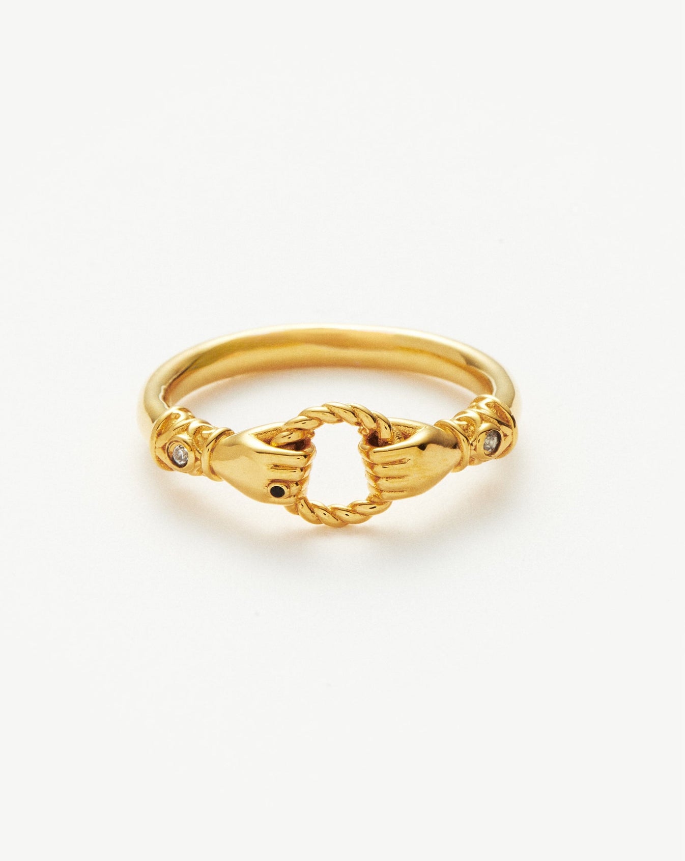 Harris Reed In Good Hands Stacking Ring | 18ct Gold Plated/Cubic ...