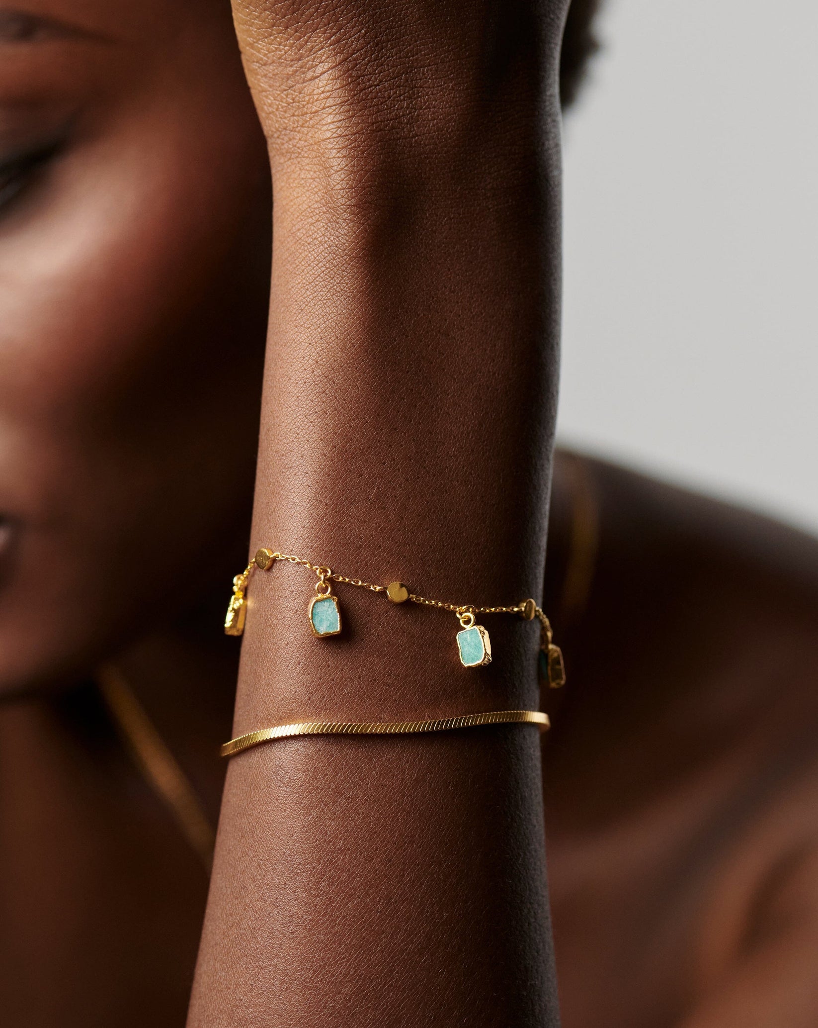 Lena Charm Bracelet | 18ct Gold Plated/Amazonite | Missoma