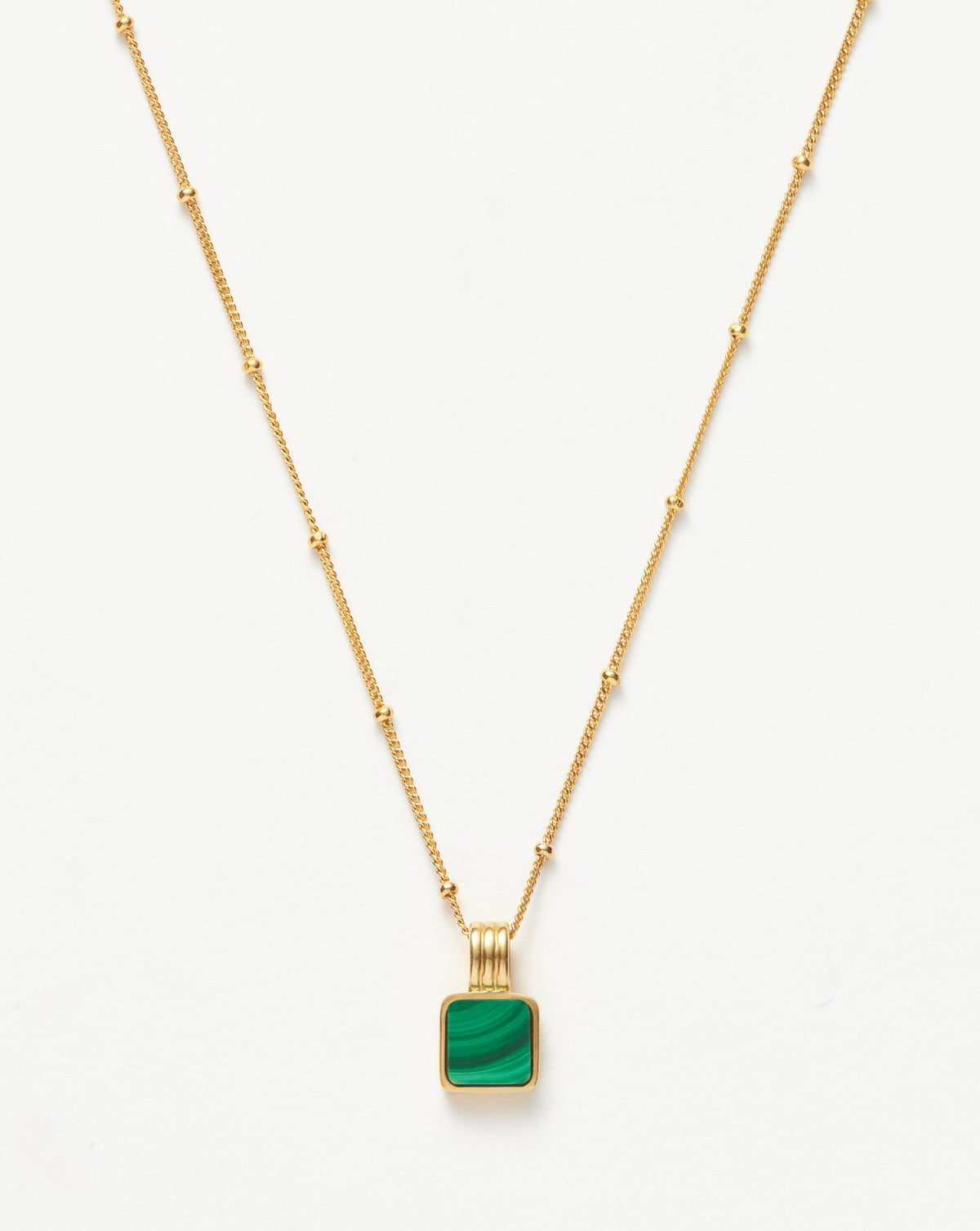 Lucy Williams Square Malachite Necklace | 18ct Gold Vermeil/Malachite | 18ct Gold Vermeil ...