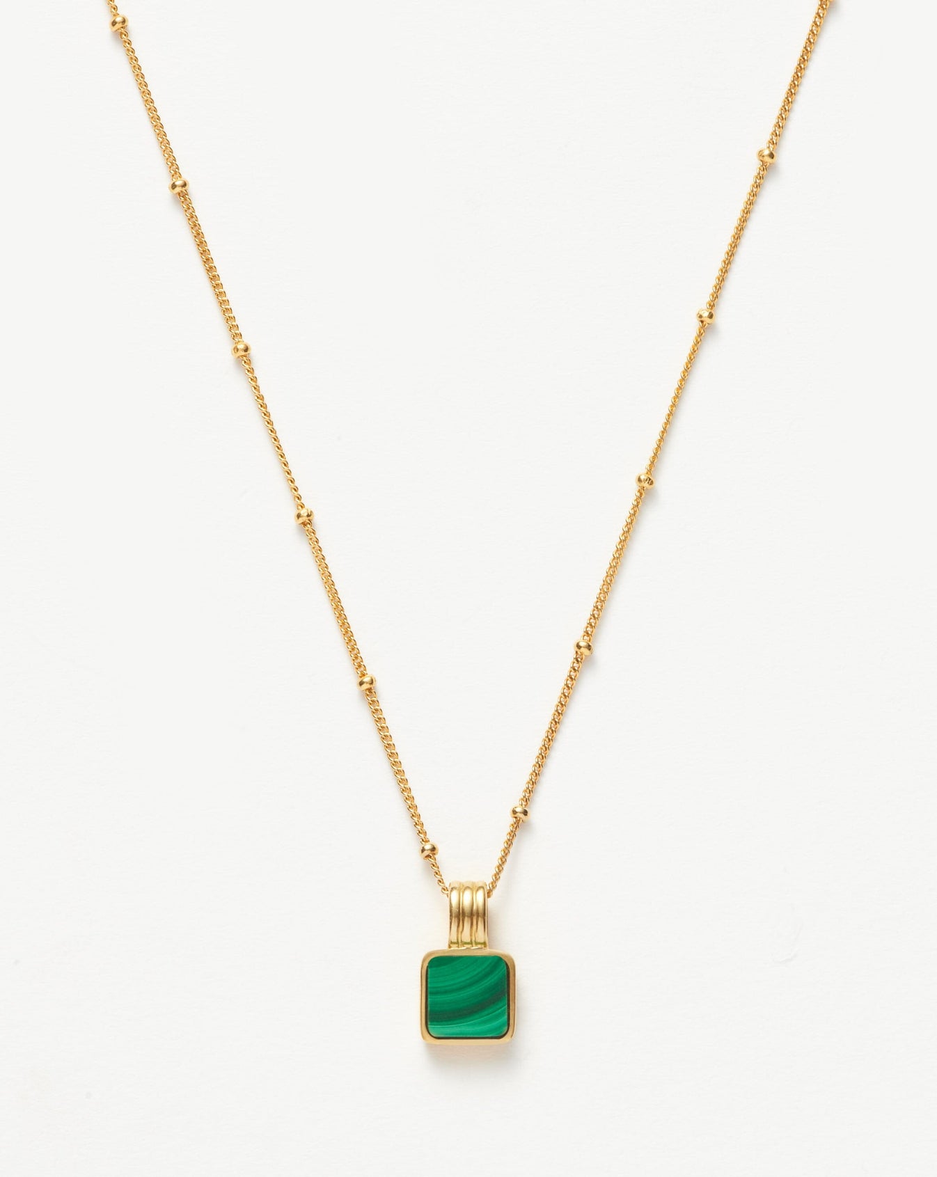 Lucy Williams Square Malachite Necklace | 18ct Gold Vermeil/Malachite | 18ct Gold Vermeil ...
