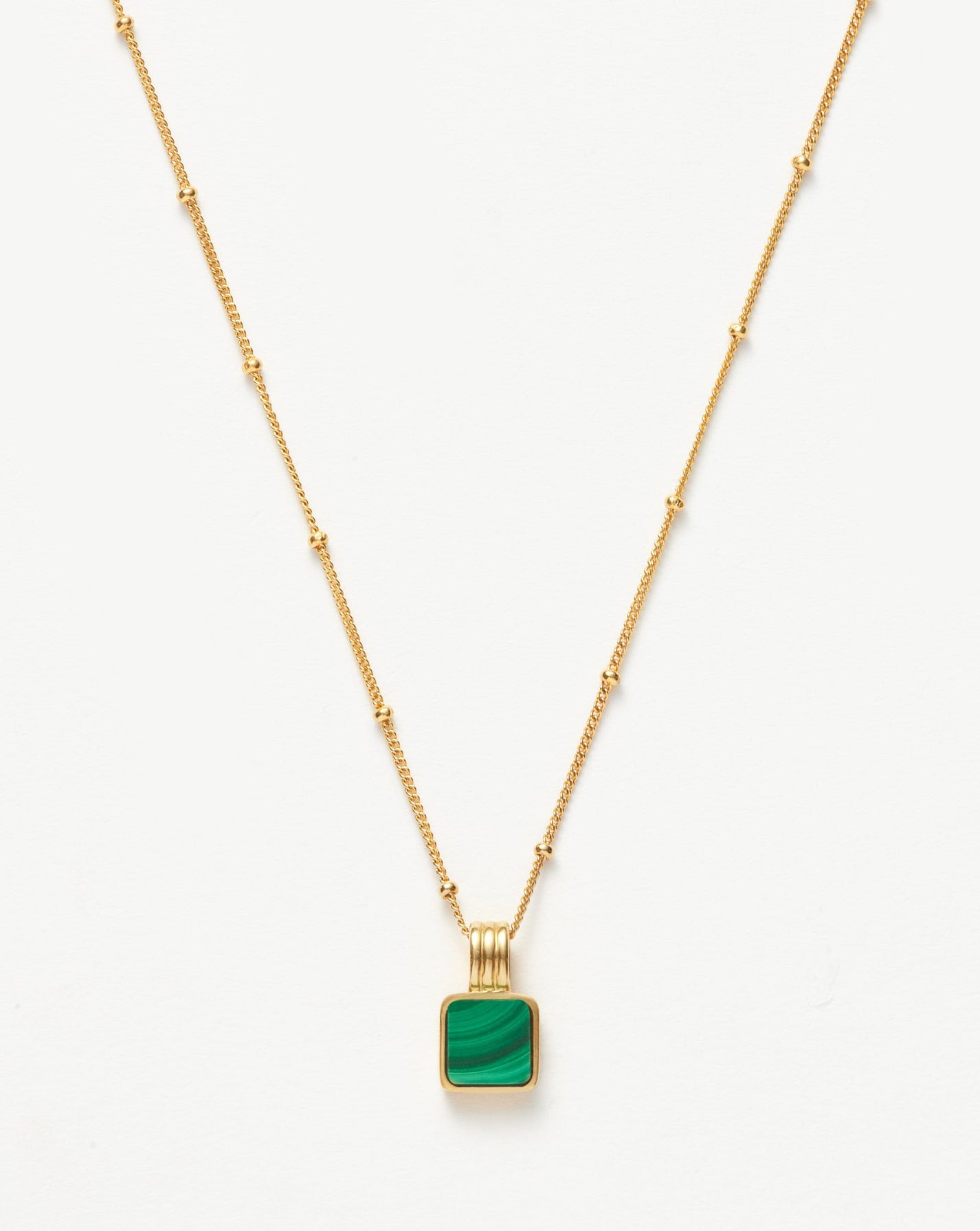 Lucy Williams Square Malachite Necklace | 18ct Gold Vermeil/Malachite | 18ct Gold Vermeil ...