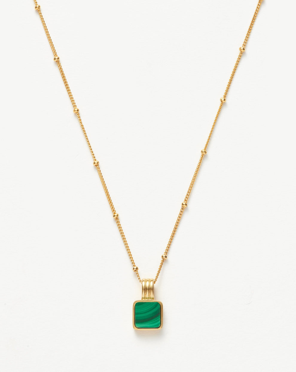 Lucy Williams Square Malachite Necklace | 18ct Gold Vermeil/Malachite | 18ct Gold Vermeil ...