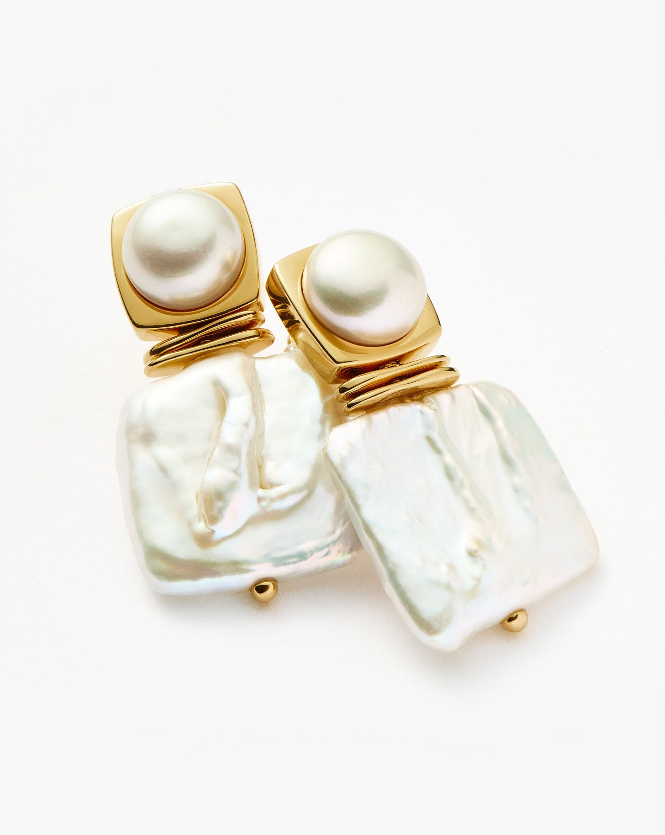 Square Pearl Statement Earrings | Gold/Pearl | Missoma UK