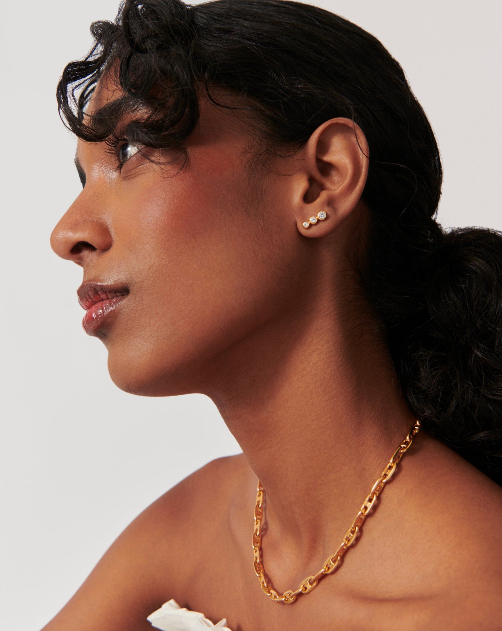 Triple Stone Stud Earrings | 18ct Gold Vermeil/Cubic Zirconia | Missoma