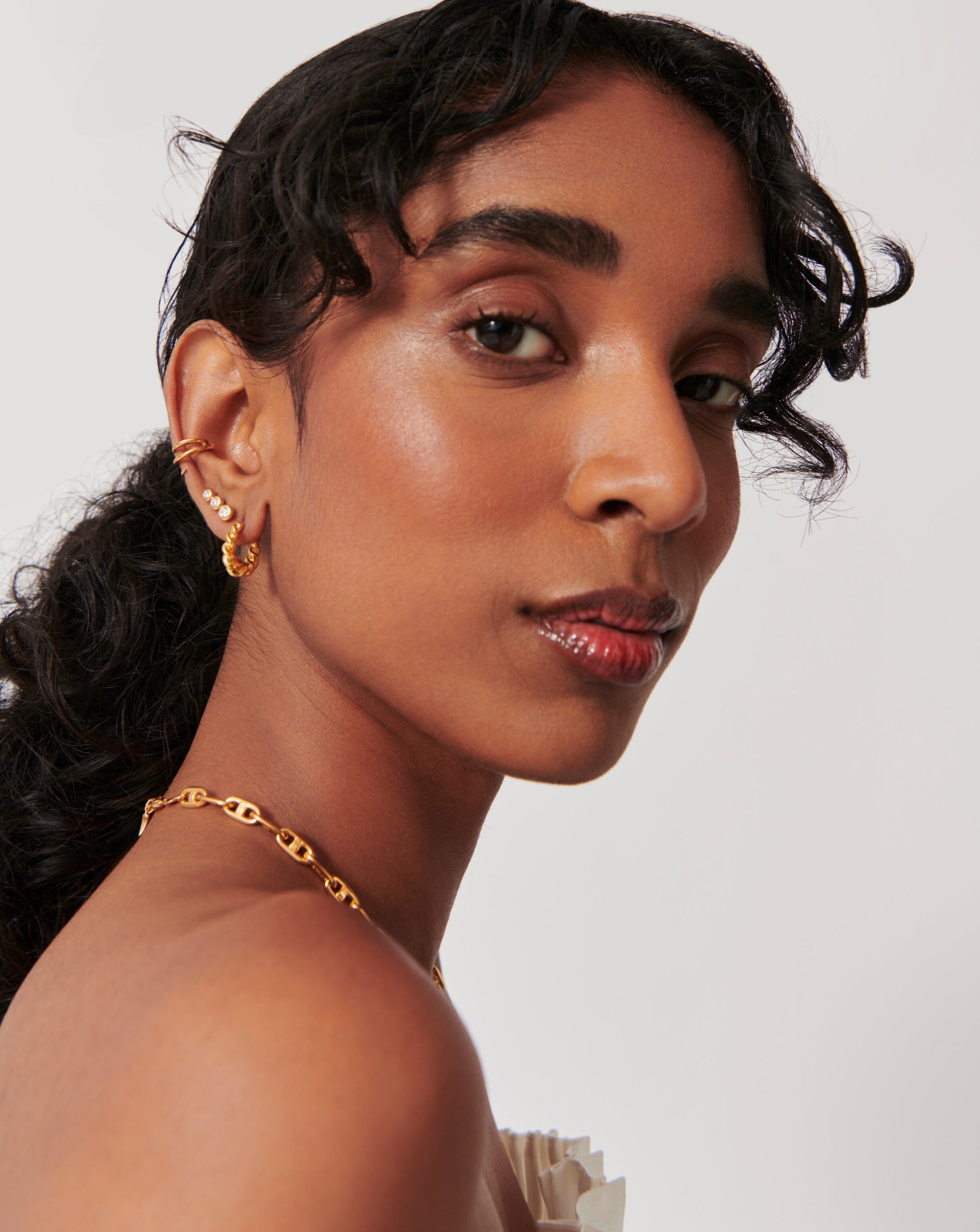 Triple Stone Stud Earrings | 18ct Gold Vermeil/Cubic Zirconia | Missoma