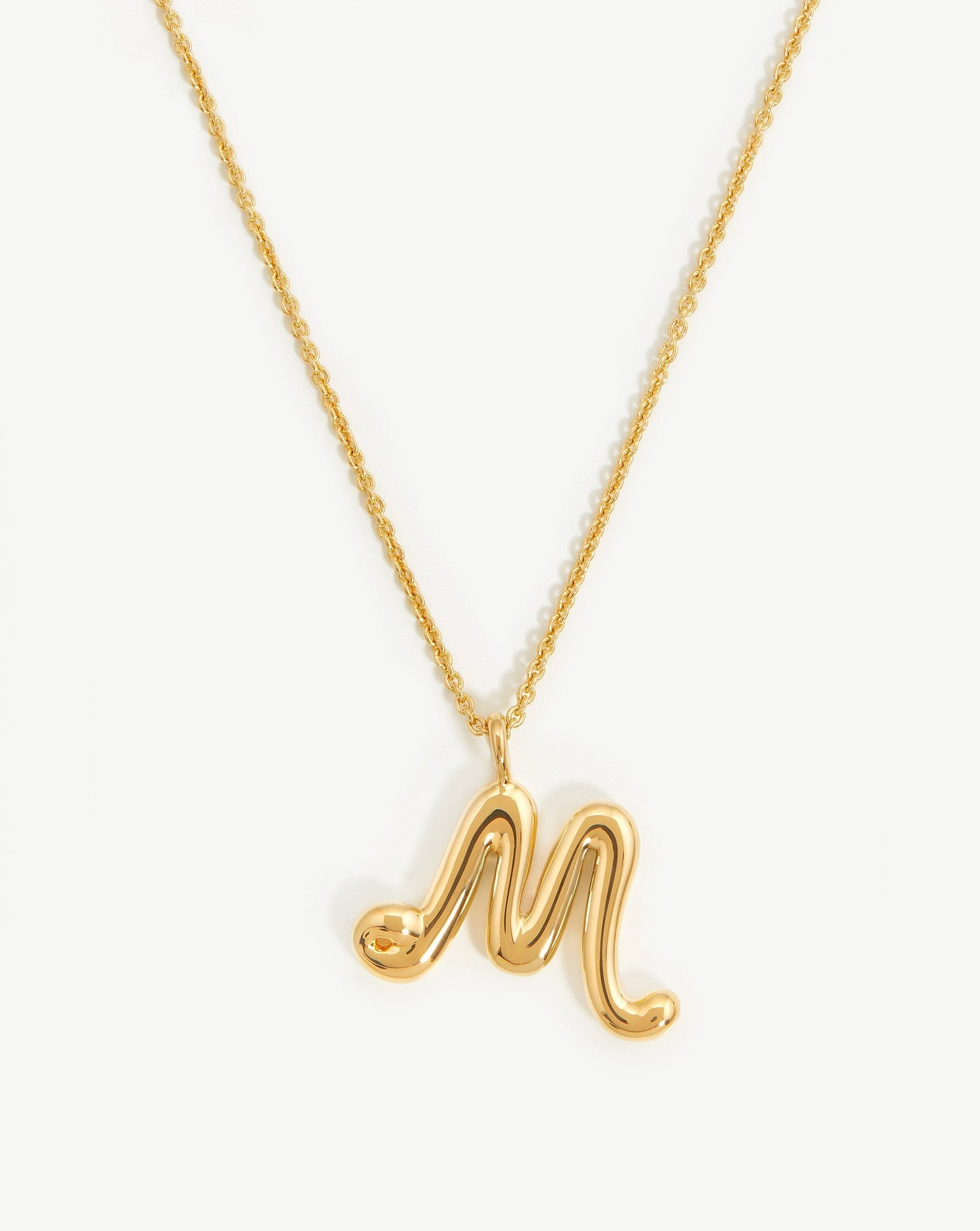 Curly Molten Initial Pendant Necklace - Initial M | 18ct Gold Plated V ...