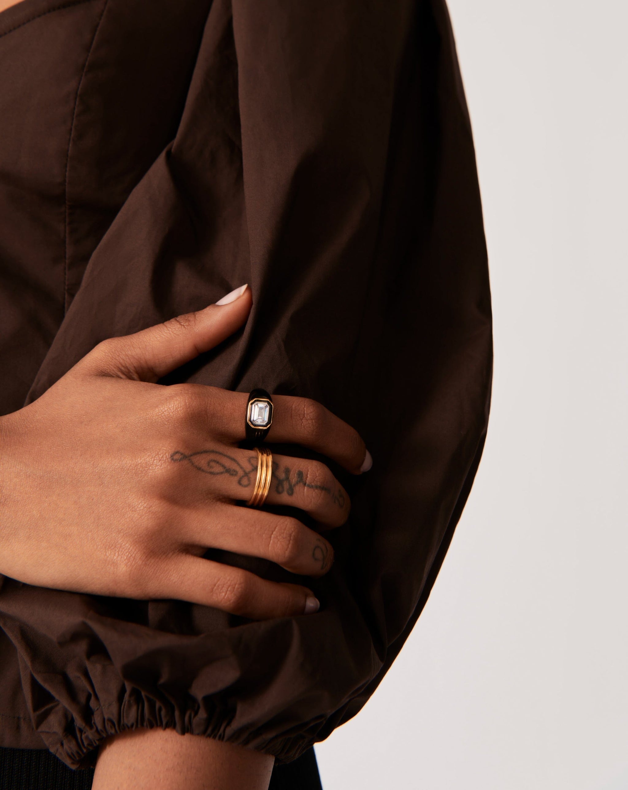 Enamel & Stone Dome Statement Ring | Gold /Black | Missoma