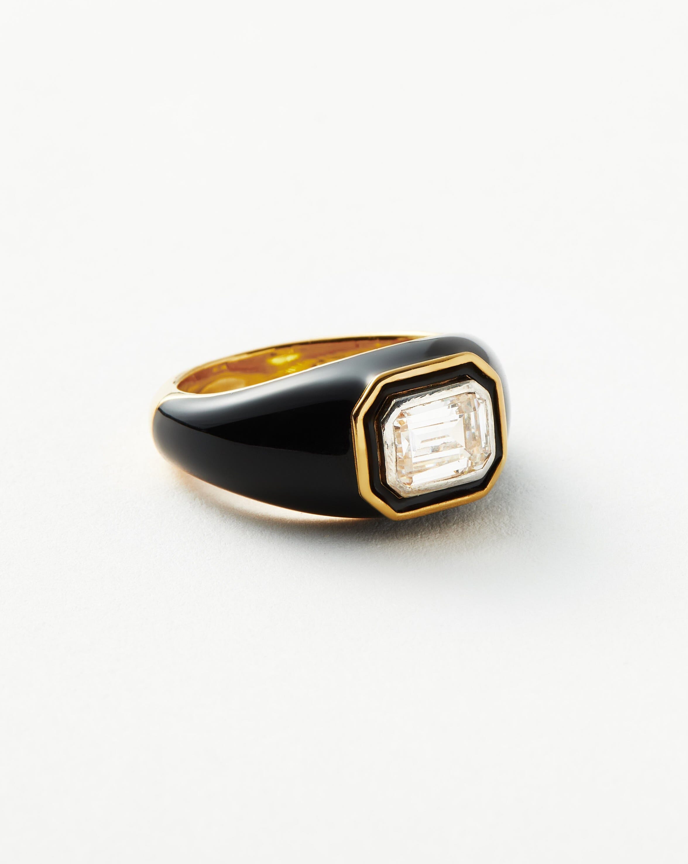 Enamel & Stone Dome Statement Ring | Gold /Black | Missoma