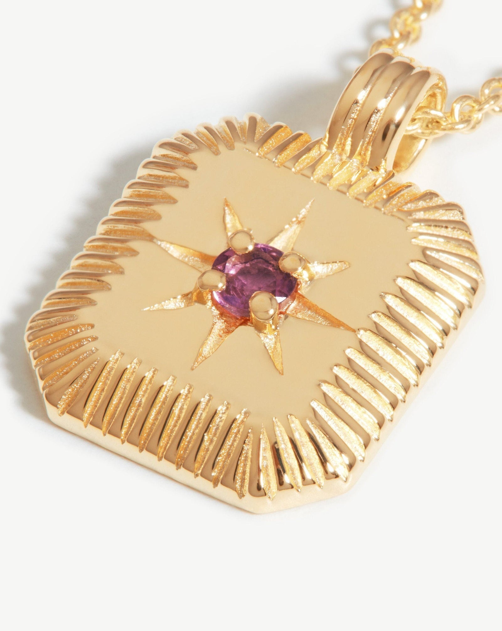 Engravable Birthstone Star Ridge Pendant Necklace - Natural Pink Tourm ...