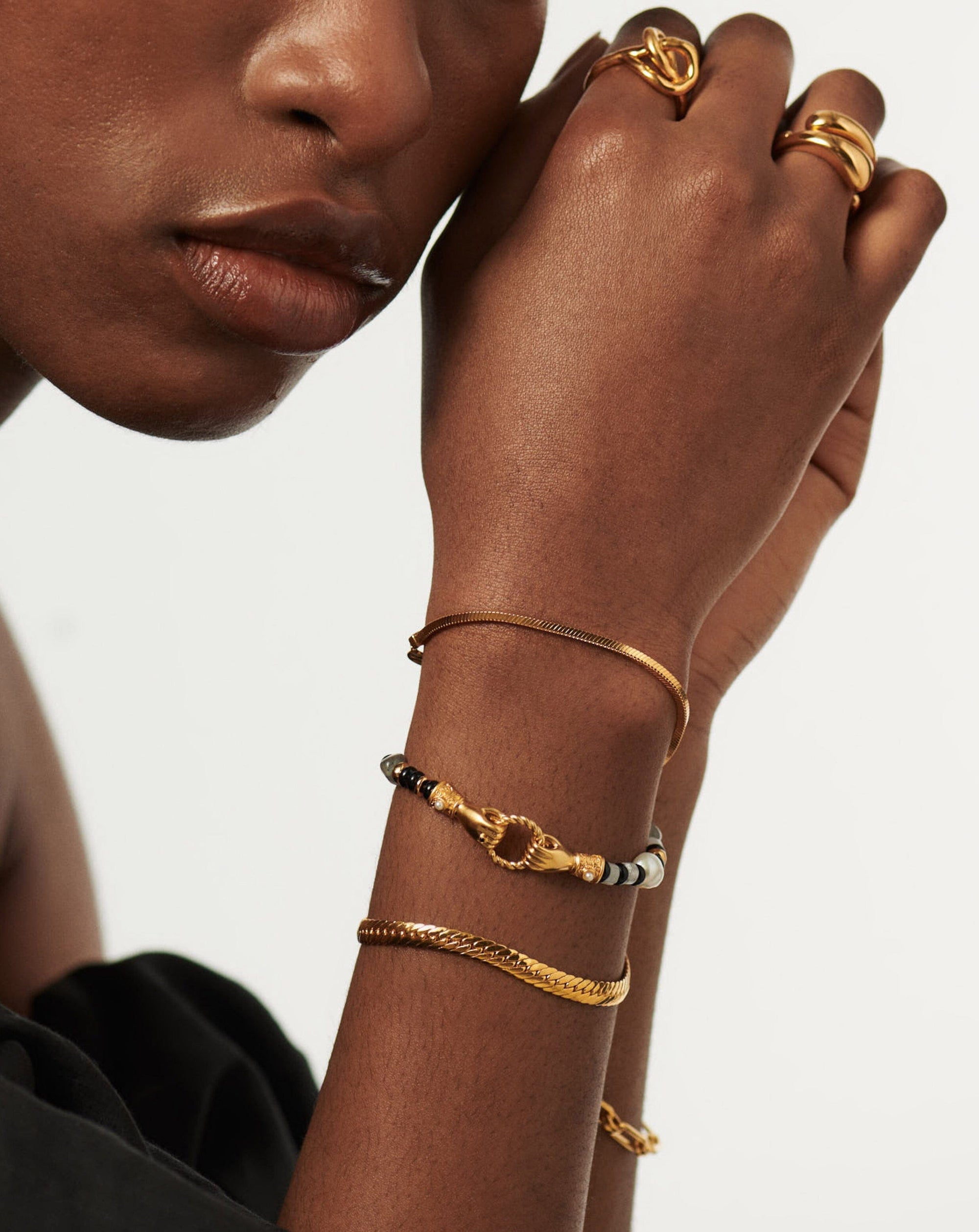 Harris Reed In Good Hands Beaded Gemstone Bracelet |18ct Gold Plated ...