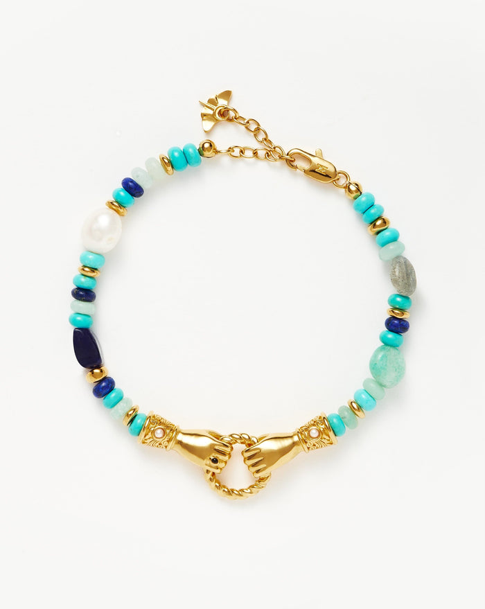Harris Reed In Good Hands Beaded Gemstone Bracelet | 18ct Gold Plated ...