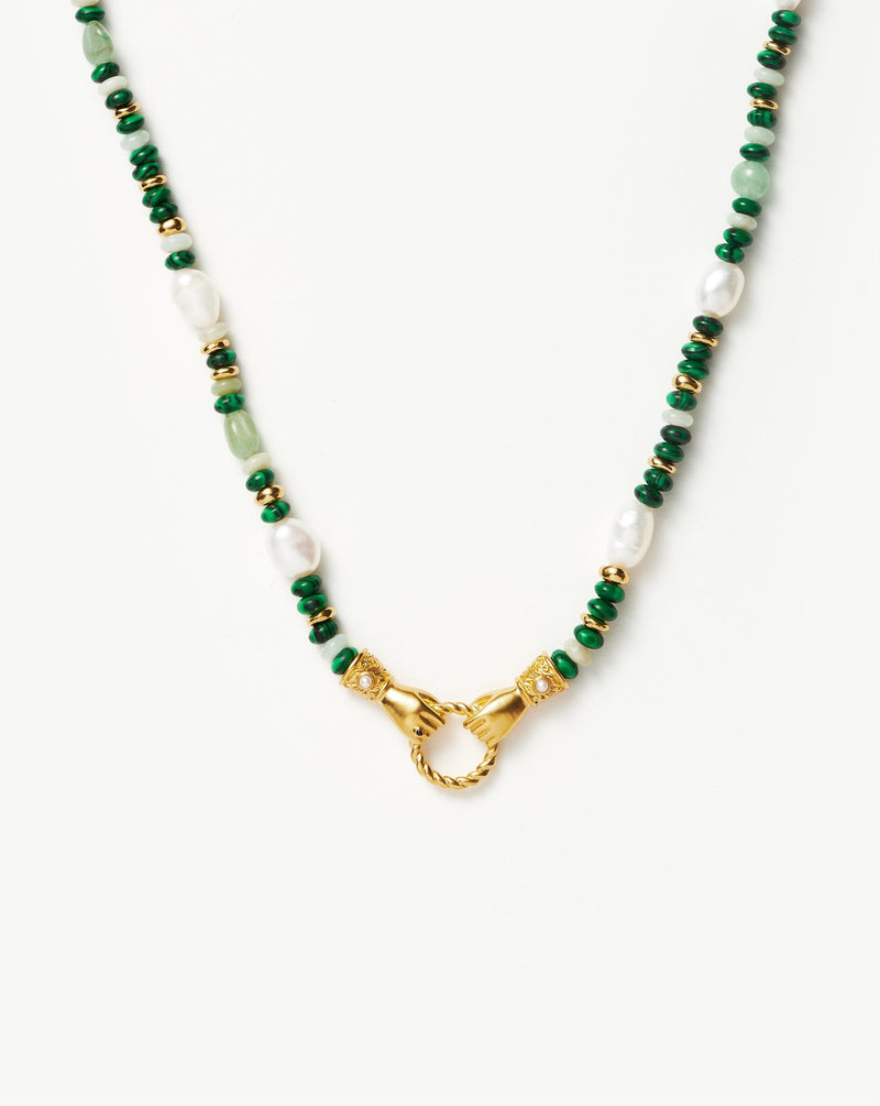 Harris Reed In Good Hands Beaded Gemstone Necklace | 18ct Gold Plated ...