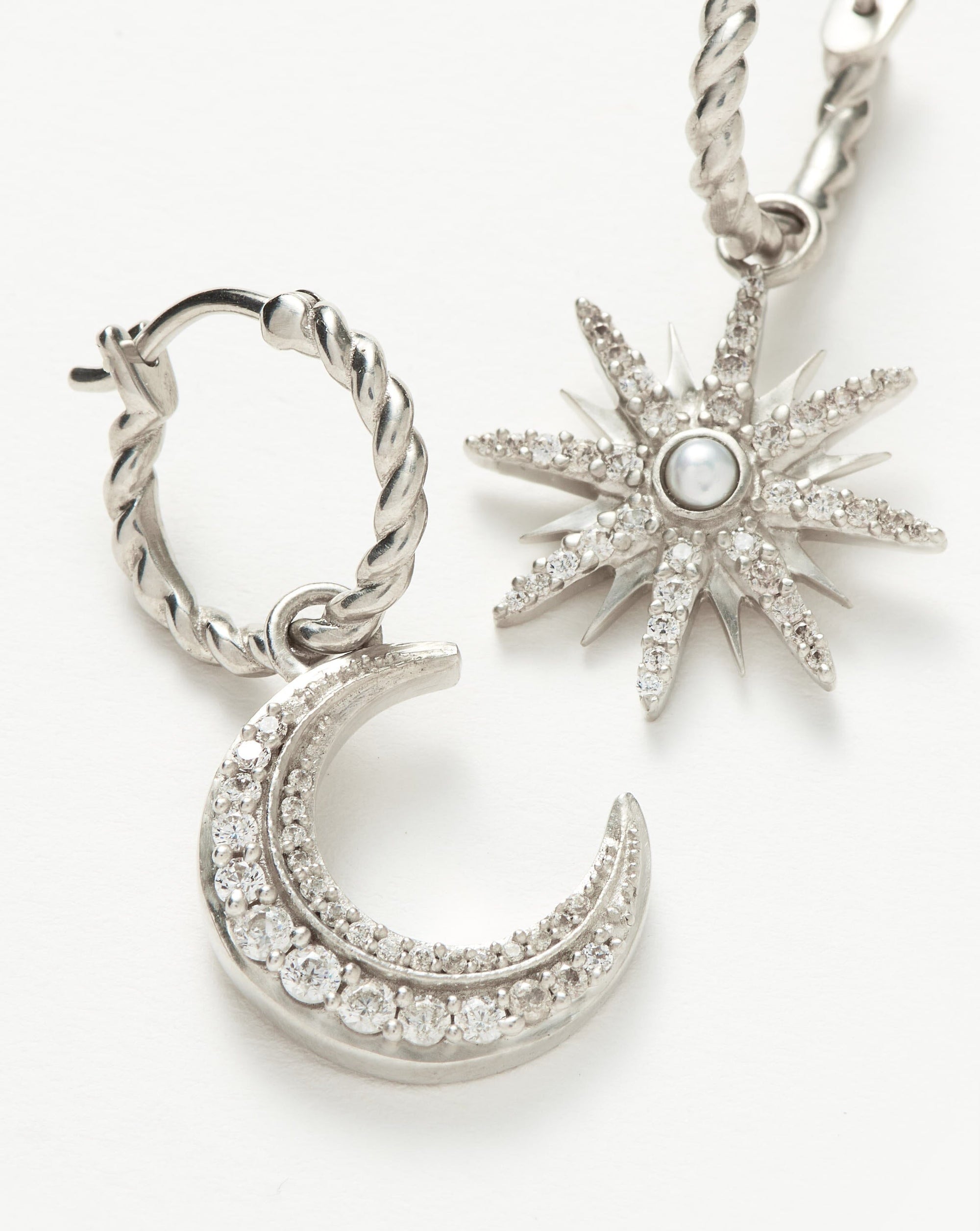 Harris Reed Moonlight Pearl Hoop Earrings | Silver Plated/Pearl | Missoma