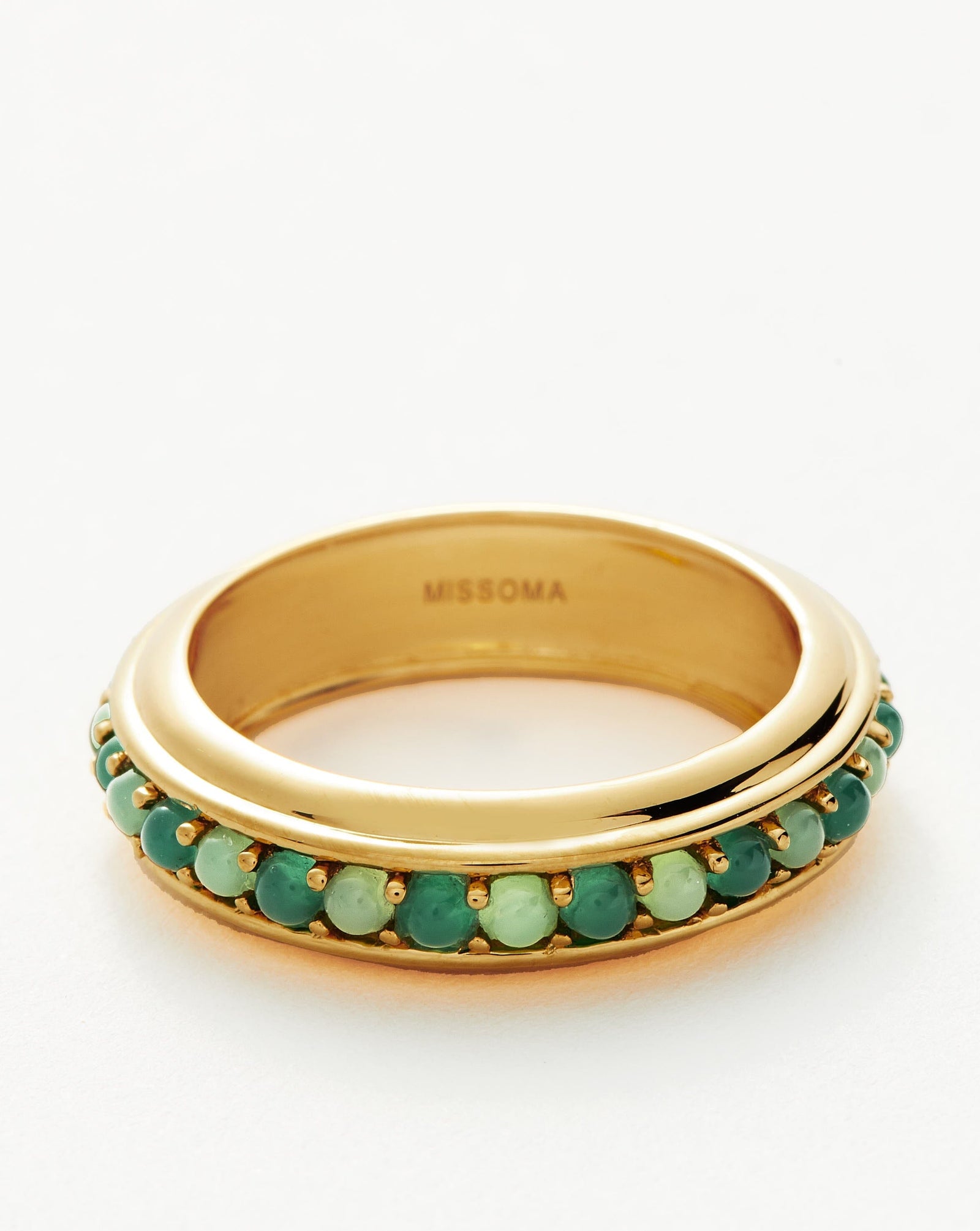 Hot Rox Gemstone Stacking Ring | 18ct Gold Plated Vermeil/Green Onyx ...