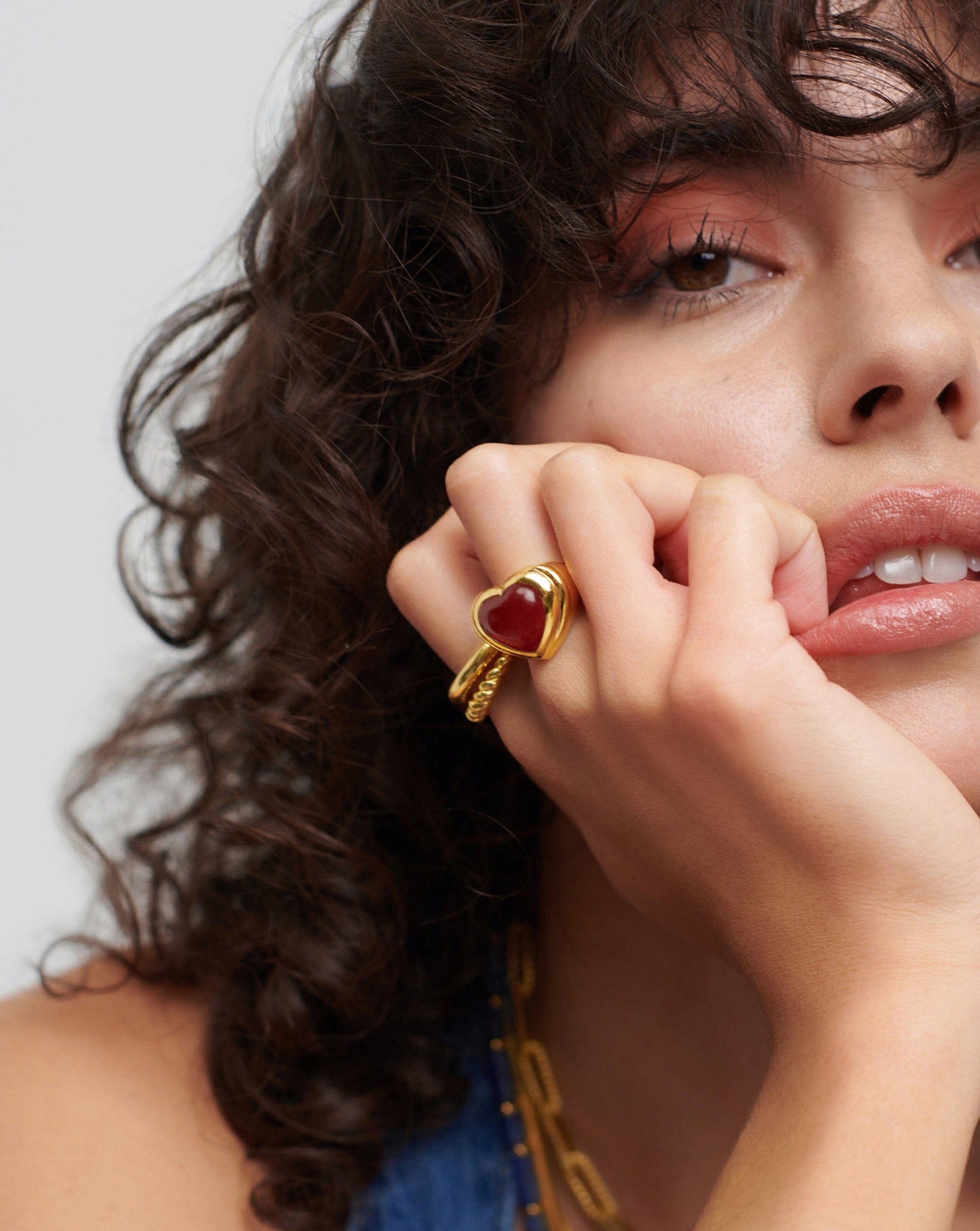 Jelly Heart Gemstone Ring - 18ct Gold Plated/Pink Quartz | Missoma