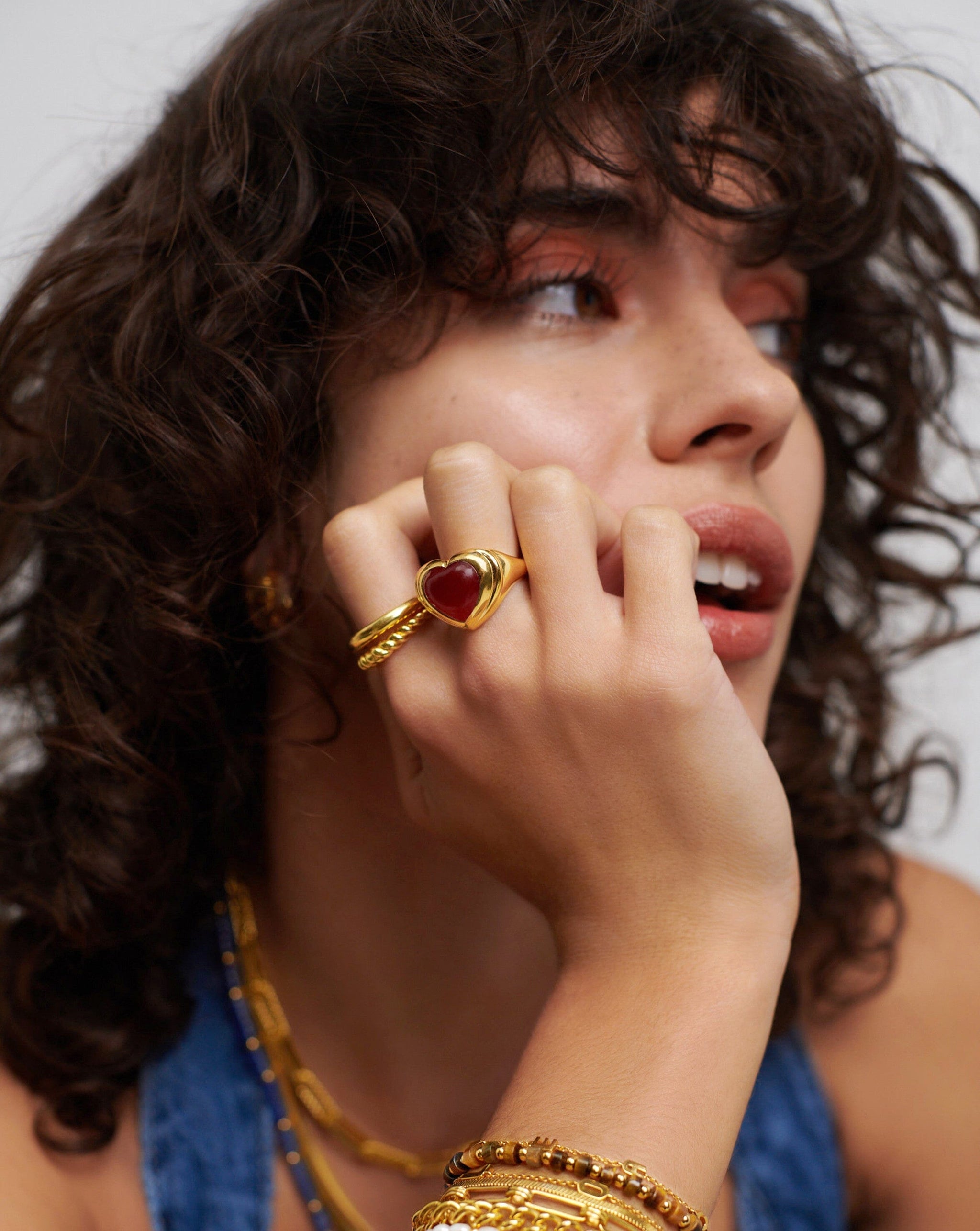 Jelly Heart Gemstone Ring - 18ct Gold Plated/Pink Quartz | Missoma