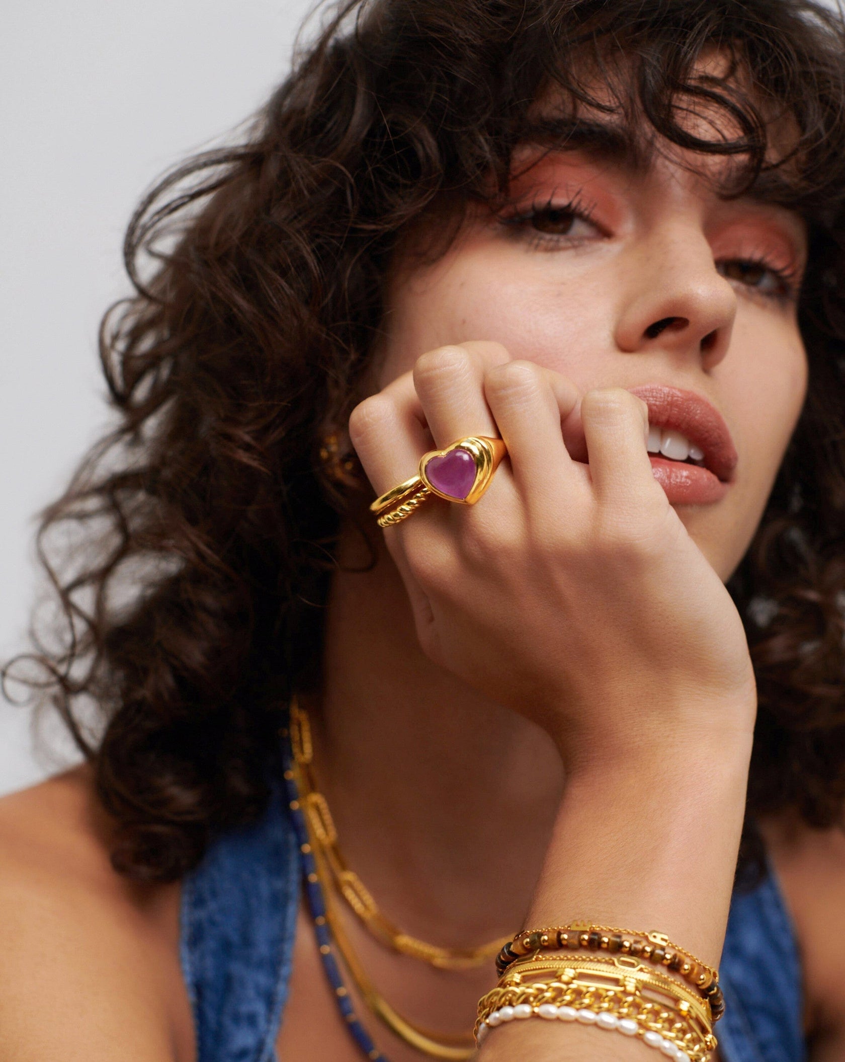 Jelly Heart Gemstone Ring - 18ct Gold Plated/Purple Quartz | Missoma