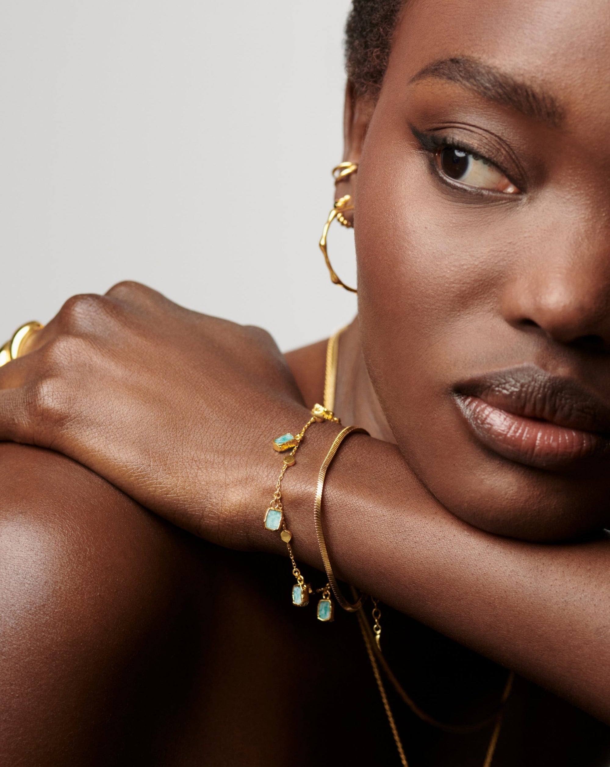 Lena Charm Bracelet | 18ct Gold Plated Vermeil/Amazonite | Missoma