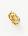 Lucy Williams Chunky Pavé Waffle Ring | 18ct Gold Plated/Cubic Zirconia ...