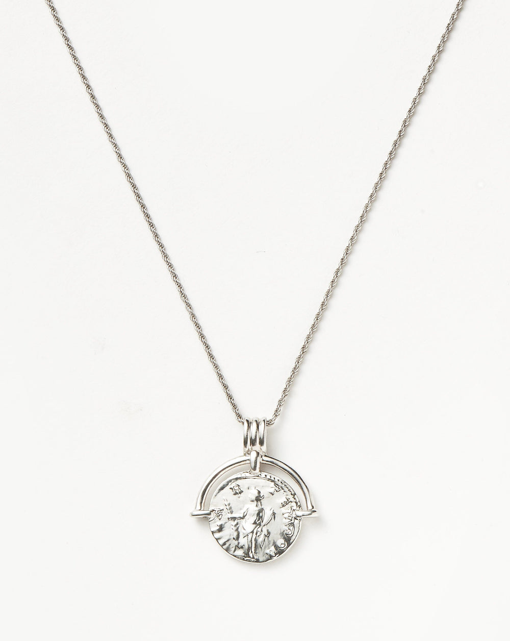 Lucy Williams Medium Engravable Roman Arc Coin Necklace | Silver Plate ...