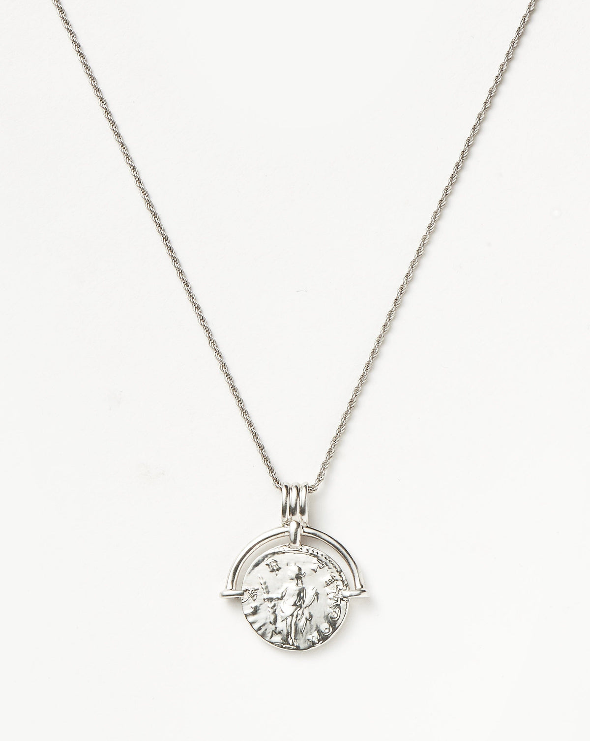 Lucy Williams Medium Engravable Roman Arc Coin Necklace | Silver Plate ...