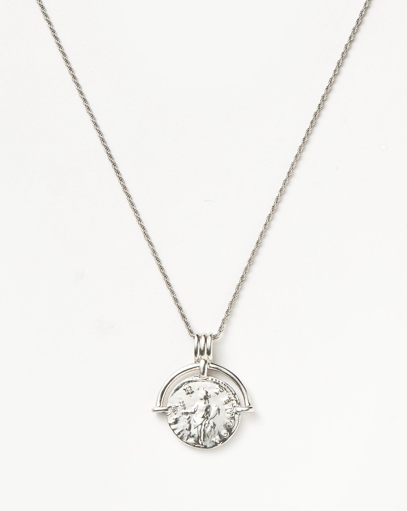 Lucy Williams Medium Engravable Roman Arc Coin Necklace | Silver Plate ...