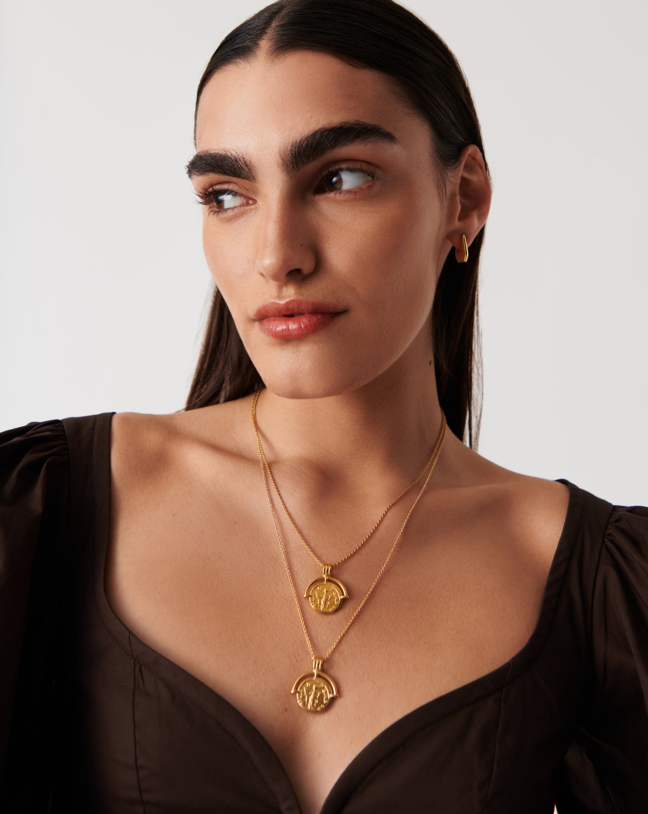 Lucy Williams Long Engravable Roman Arc Coin Gold Necklace | Missoma