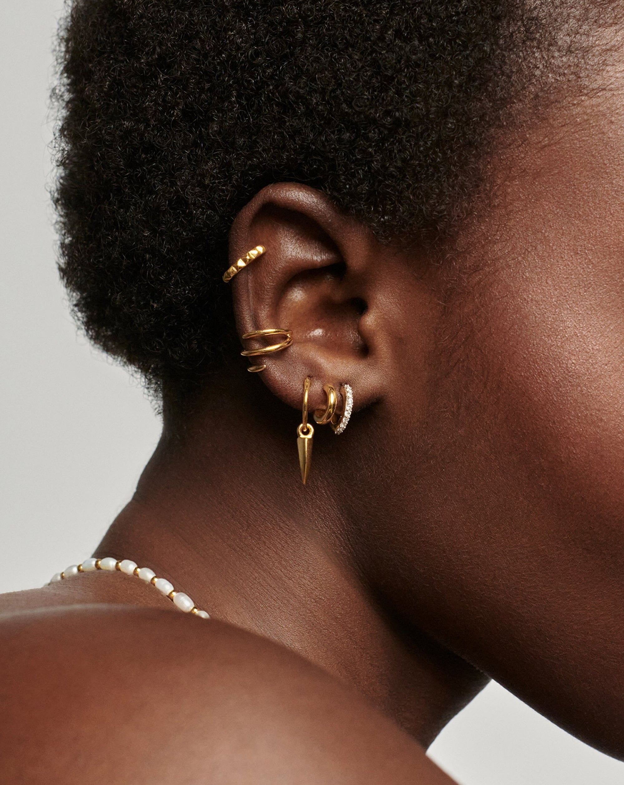 Baroque Pearl Organic Drop Mini Hoop Earrings | 18ct Gold Plated Vermeil/Pearl Earrings | Missoma